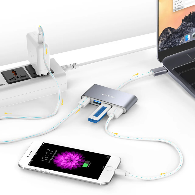 هاب 4 پورت C13 USB-C | هاب 4 پورت اپل |هاب با سرعت بالا |هاب USB 3.0